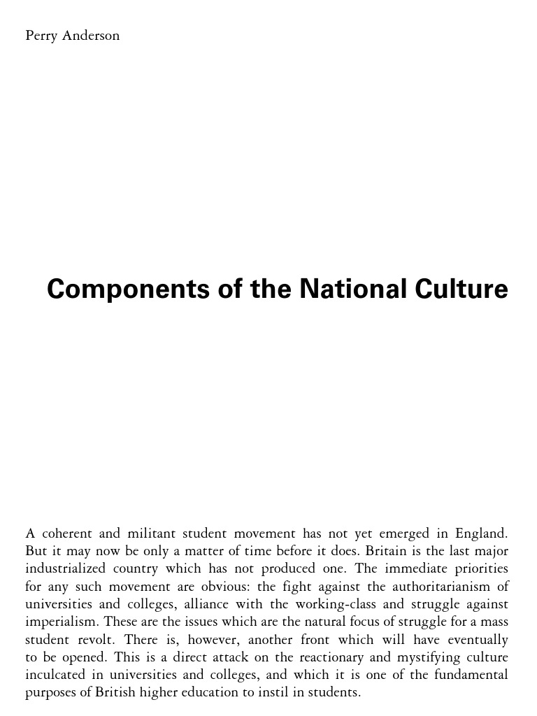 Perry Anderson - Components of National Culture | PDF | Sociology ...