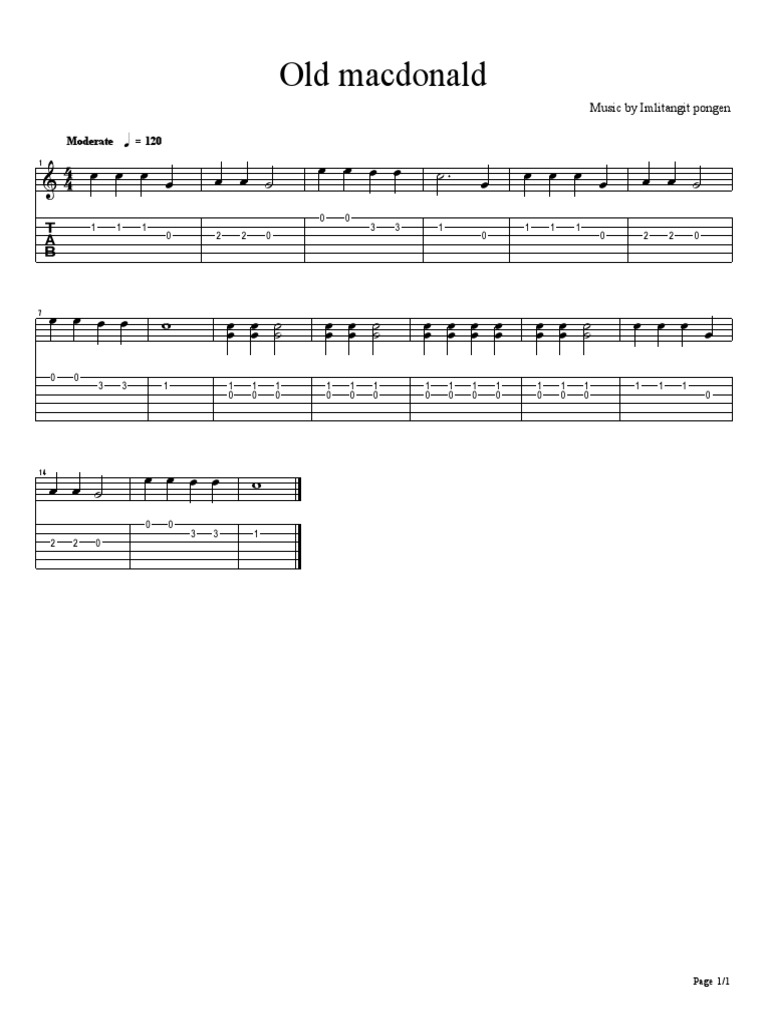 Old MacDonald Song Sheet Music | PDF