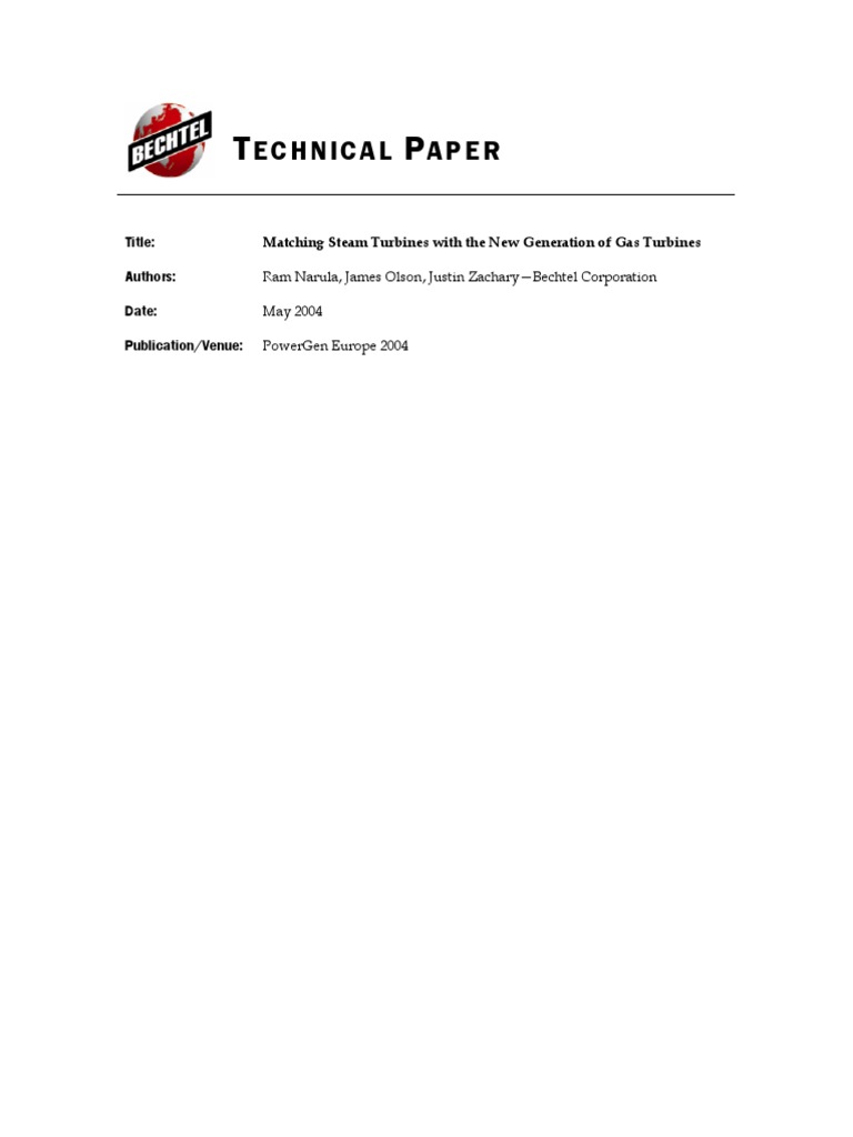 Bechtel - Technical Paper On ST | PDF | Energy Conversion | Engineering