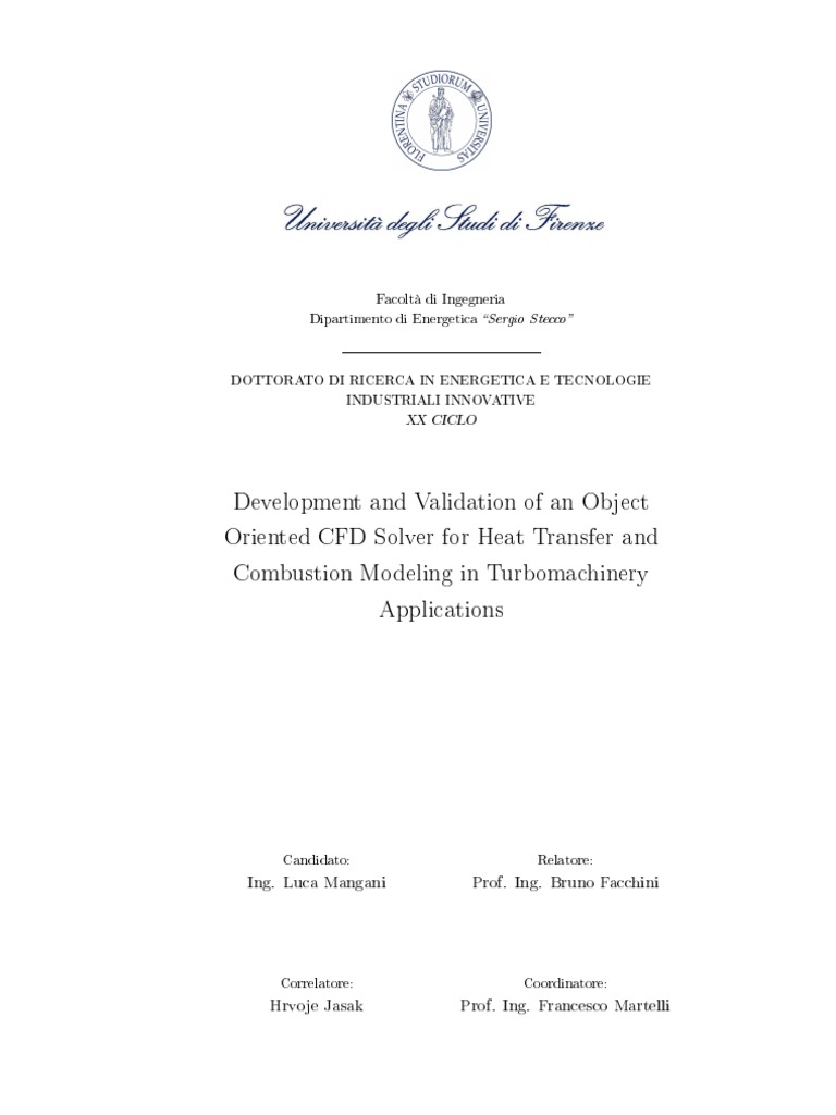 Luca Mangani PH D2008 | PDF | Computational Fluid Dynamics | Finite ...