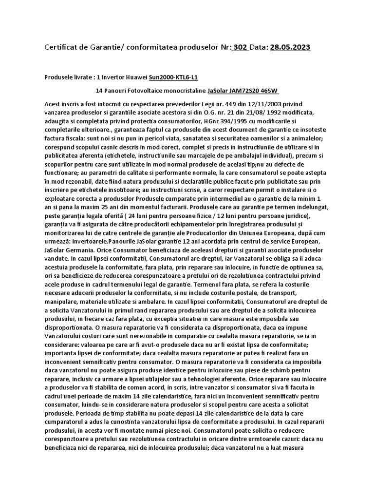 Certificat de Garantie | PDF