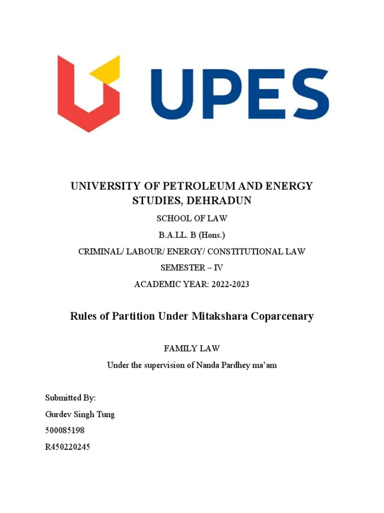 Rules of Partition Under Mitakshara Coparcenary | PDF | Judgment (Law ...