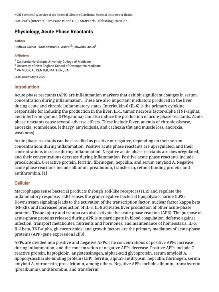 Acute Phase Reactants | Download Free PDF | C Reactive Protein ...