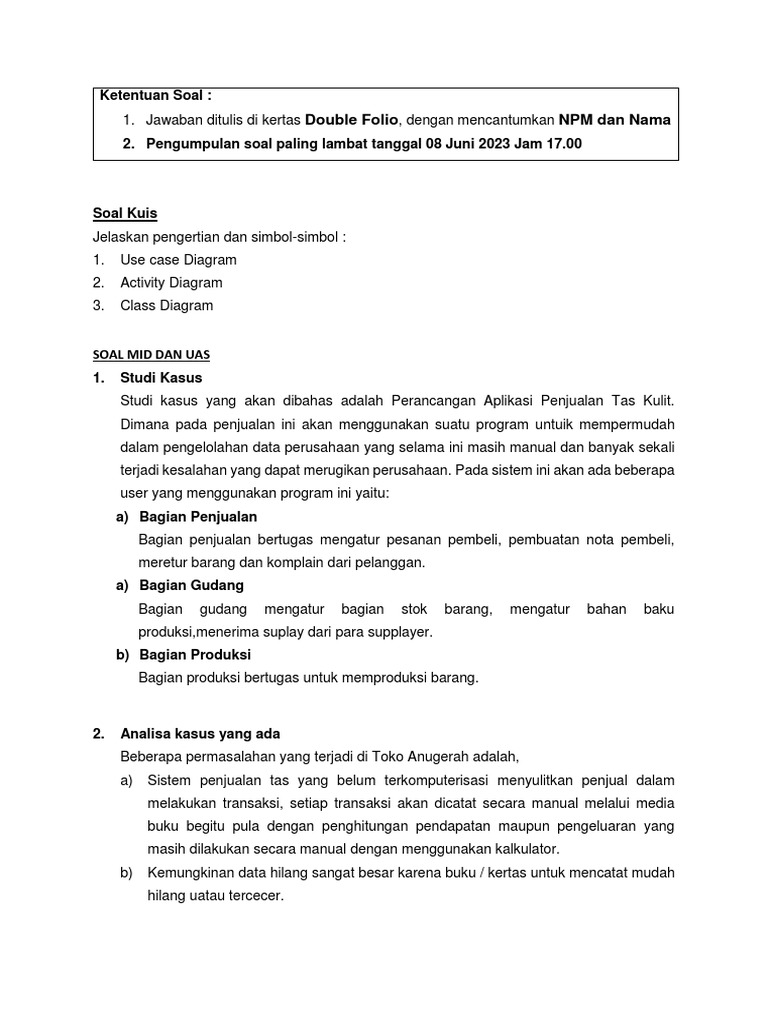 Soal APSI Berorientasi Objek | PDF