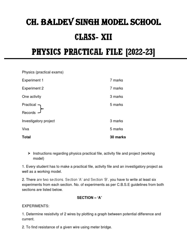 Physics Practical File 2022-23 | PDF | Inductor | Transformer