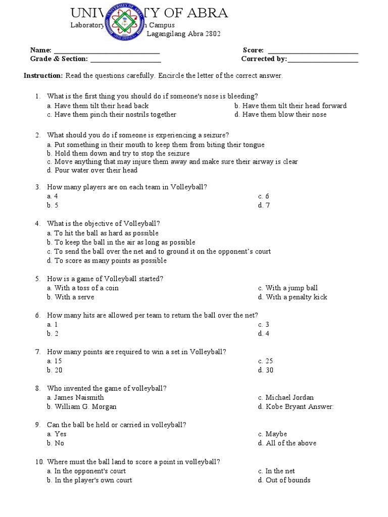 Grade 8 Test Questions 4th Quarter | PDF | Volleyball