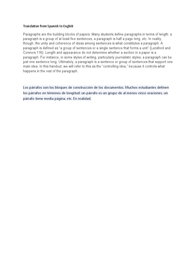 Translation From Spanish To English | PDF