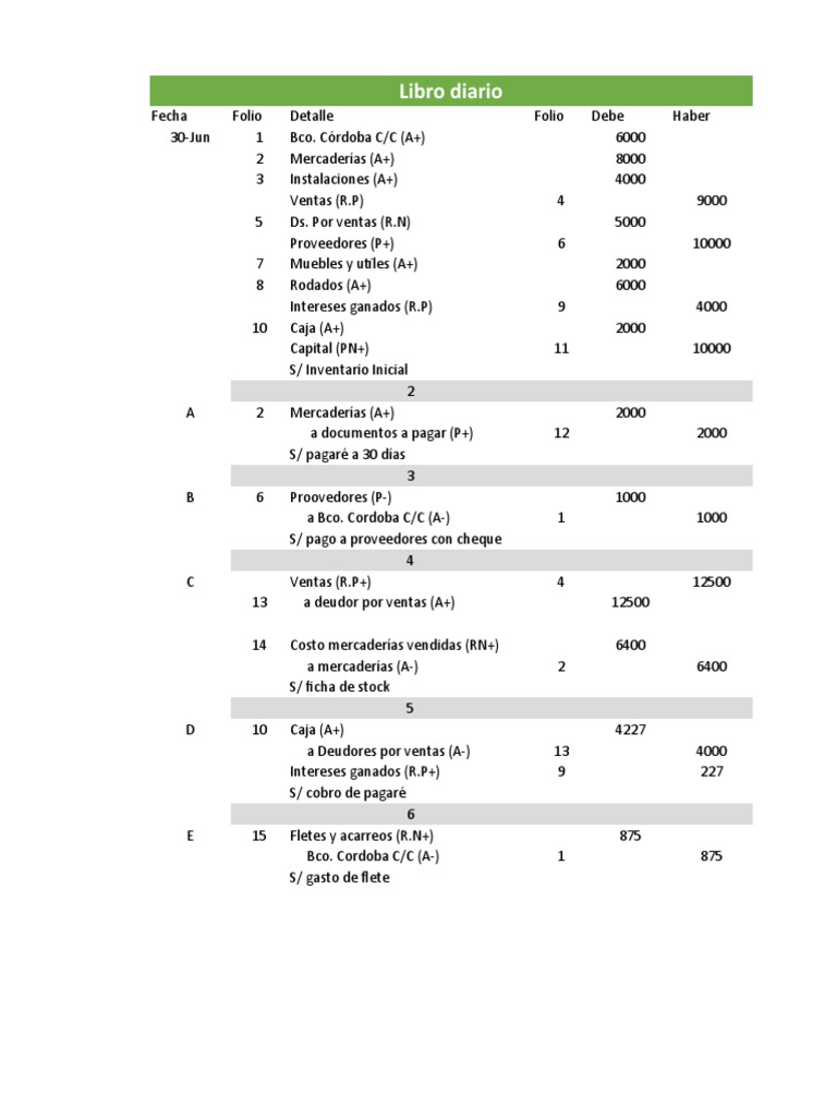 T.P °5 - EXCEL Libro Diario - Mayor - Balance (SICI) | PDF
