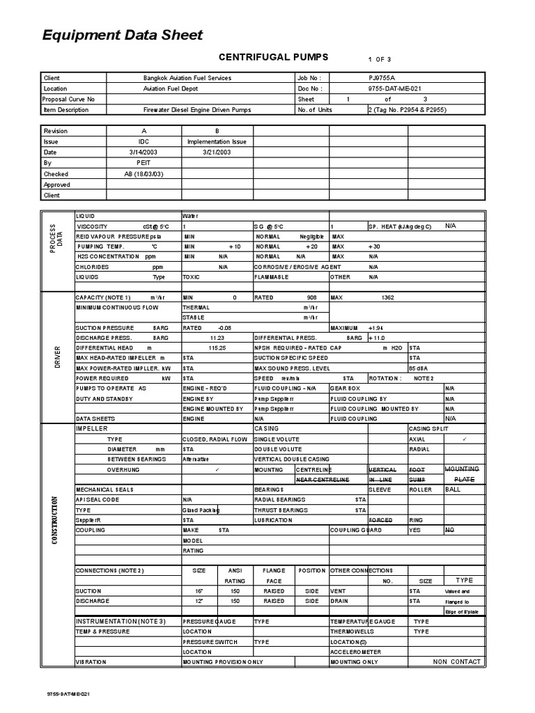 22-DS-R-004 Rev 0 P-2230 Diesel Fuel Transfer Pump Elec | PDF | Pump ...