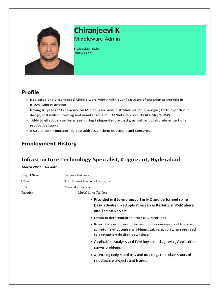 My Updated Resume - MQ Administrator | PDF | Computing | Systems ...