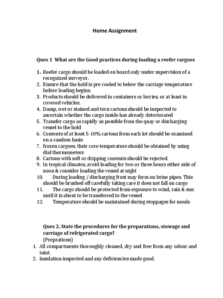 Home Assignment - PDF (Cargo Work) | PDF | Ships | Semi Trailer Truck