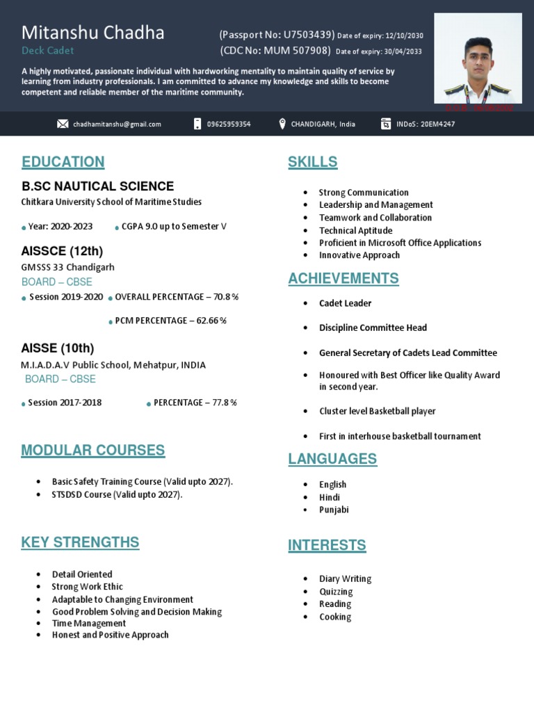 MITANSHU CHADHA's CV | PDF | Intelligence | Behavior Modification