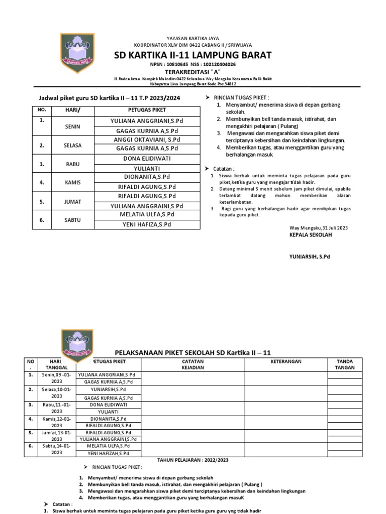 Jadwal Piket | PDF