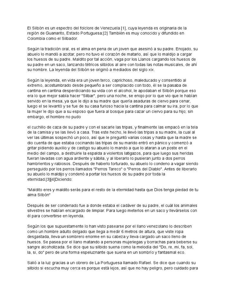 El Silbón | PDF | Folklore | Leyendas sobrenaturales