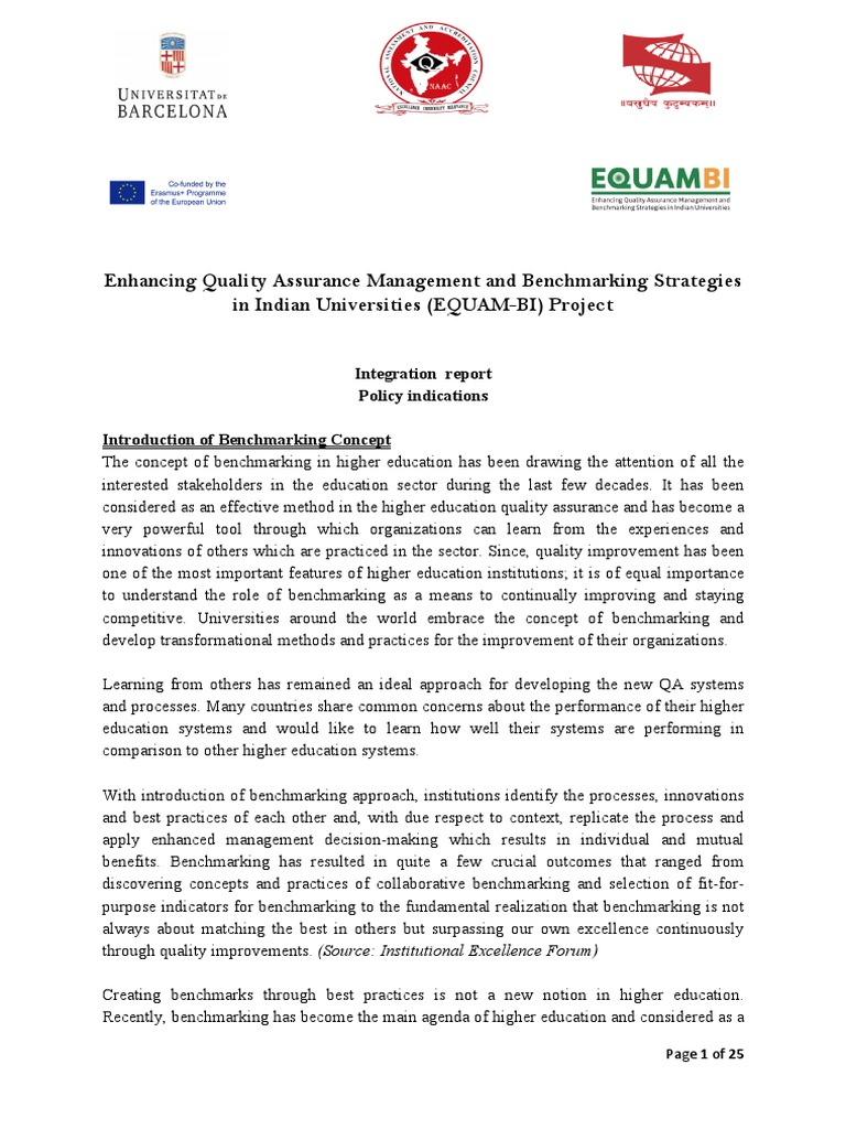Final-EQUAMBI-Summary of Surveys and NAAC's Policy Indications 1-5-19 | PDF | Benchmarking ...