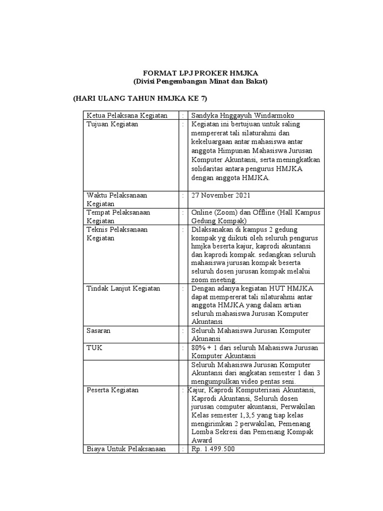 LPJ Proker Hut Hmjka | PDF