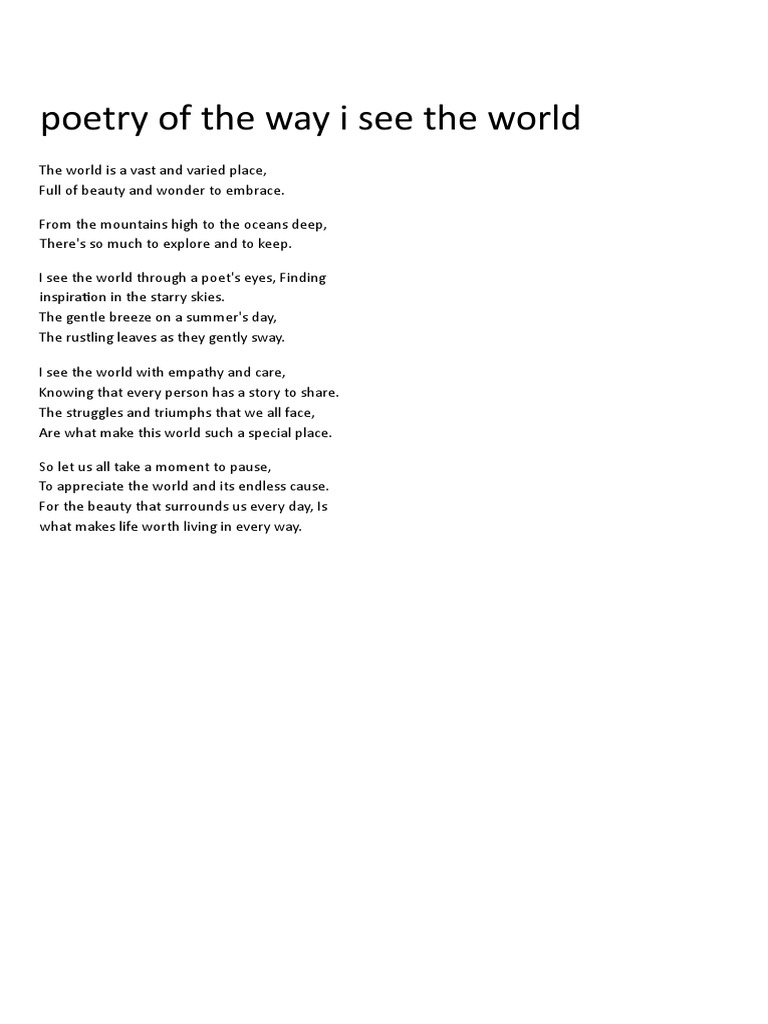 Poetry of The Way I See The World | PDF