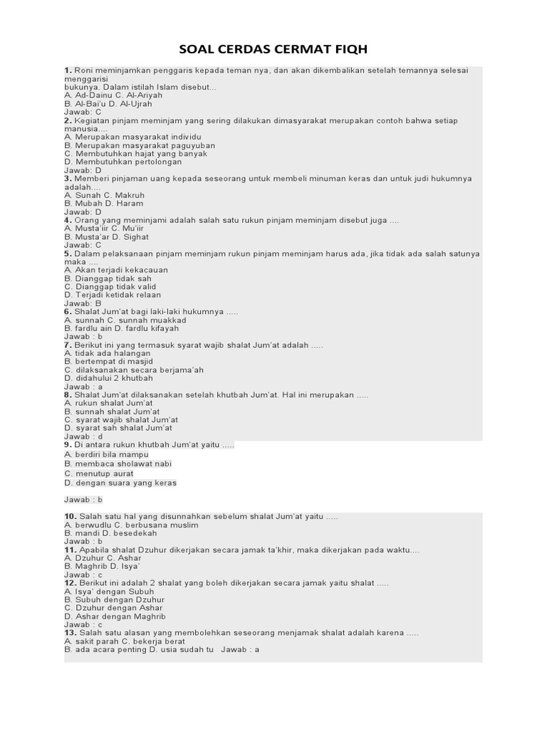 50 Soal Cerdas Cermat Materi Fiqih | PDF