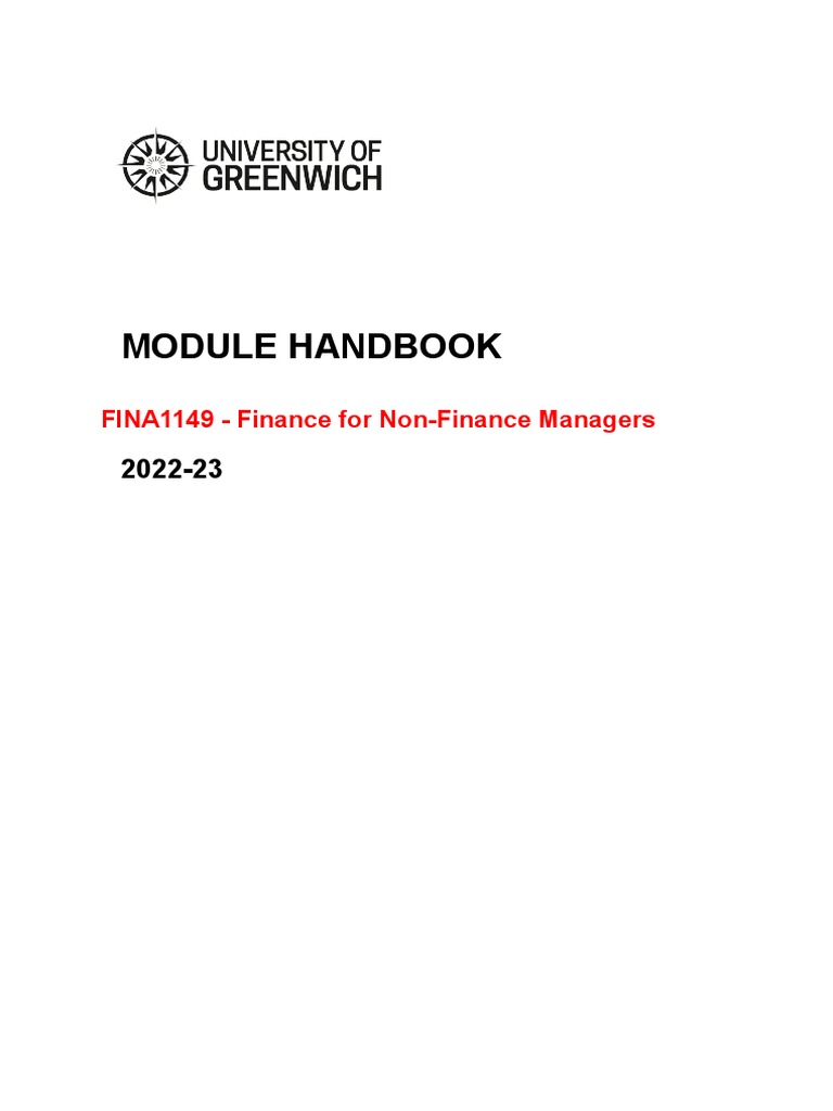 FIN-1149-Finance For Non-Finance Managers-Module HANDBOOK - 2022-23 - Updated | PDF | Balance ...