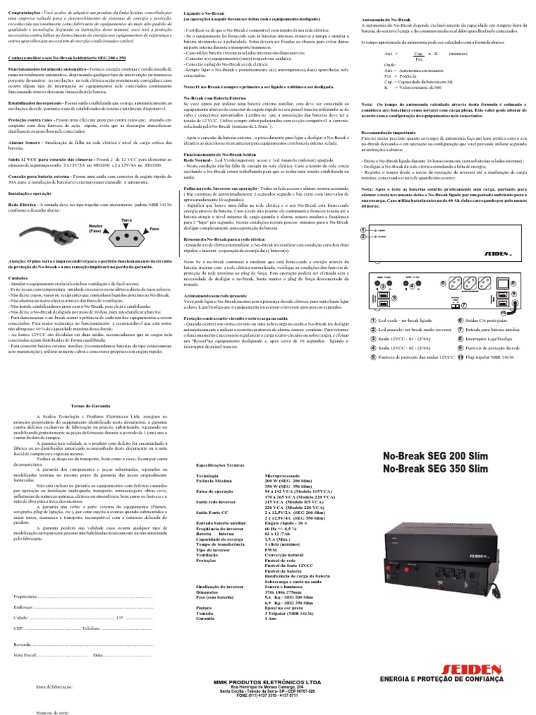 Manual SEG | PDF | Fonte de energia | Rede de computadores