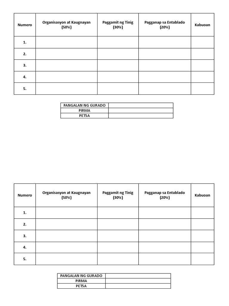 Judge Score Sheet Tagalog | PDF