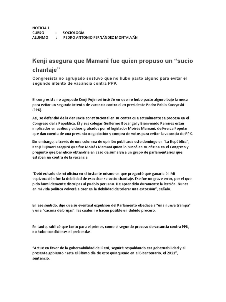 Noticia 1 | PDF | Perú