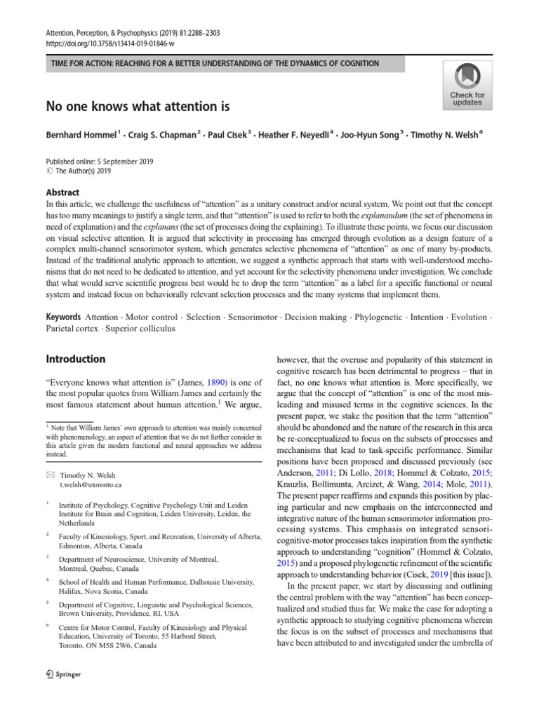 Rethinking Attention in Cognition | PDF | Attention | Concept