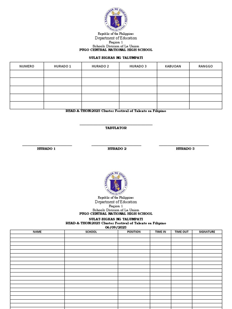 Tabulation and Attendace Sheet | PDF