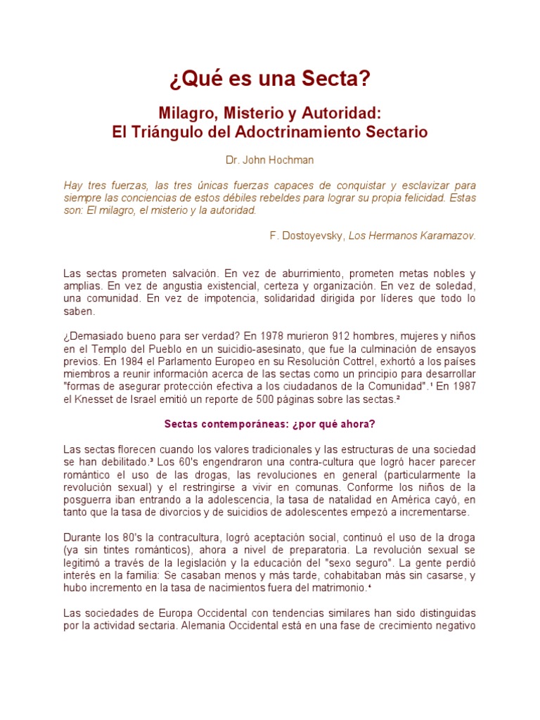 Que Es Una Secta | PDF | Secta | Amor