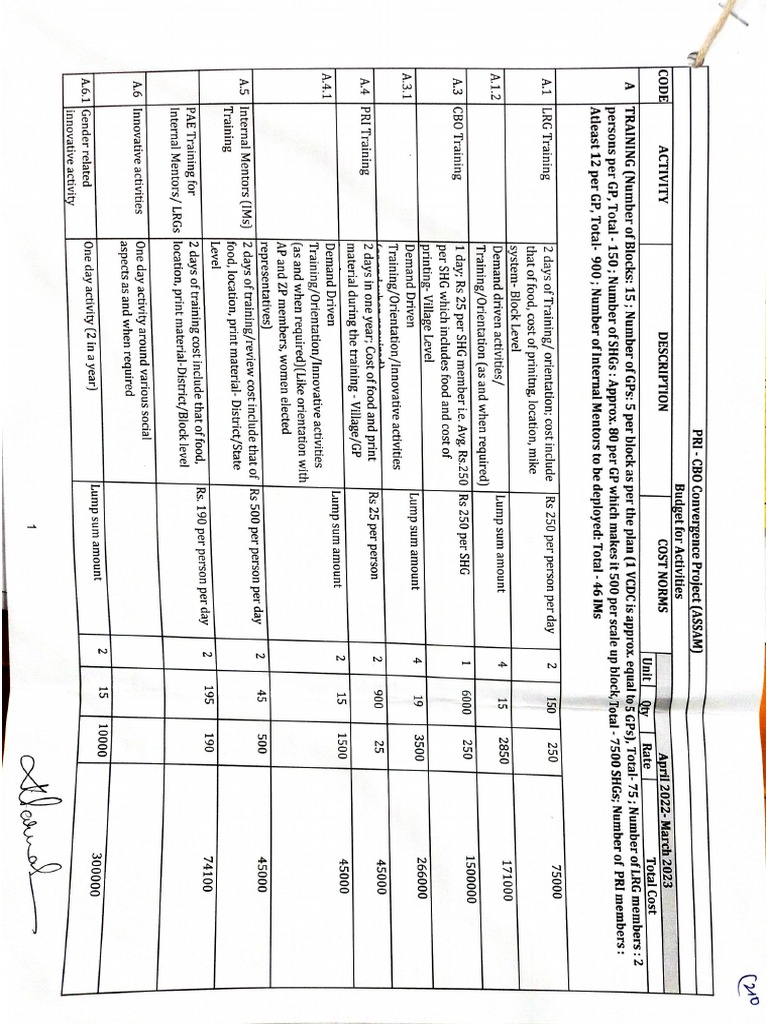 Budget For PRI-CBO Activities | PDF