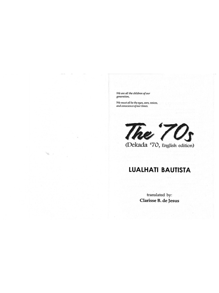2304 - Dekada 70 by Lualhati Bautista (English) | PDF