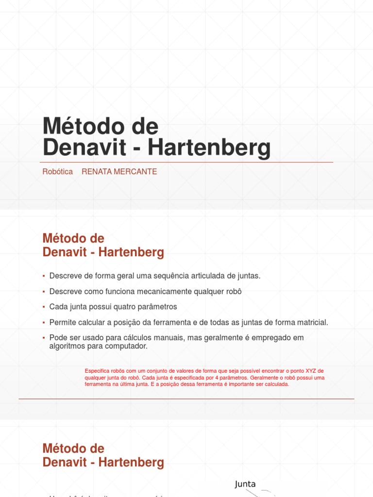 AULA 12 Método de Denavit - Hartenberg | Download grátis PDF | Rotação ...