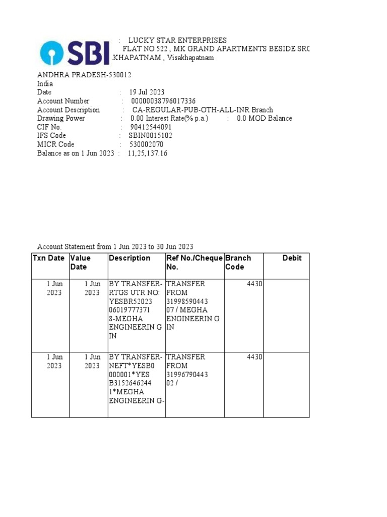June Bank Statement (2023) | Download Free PDF | Cheque | Banking