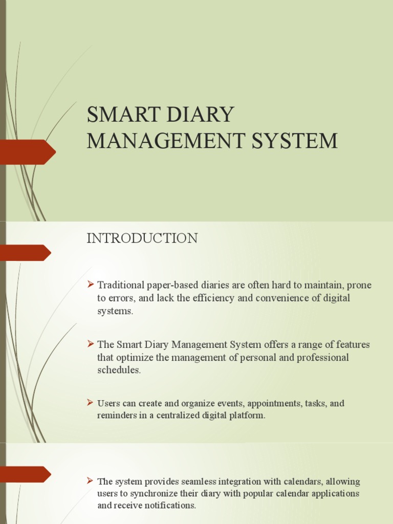 Smart Diary Management System Overview | PDF
