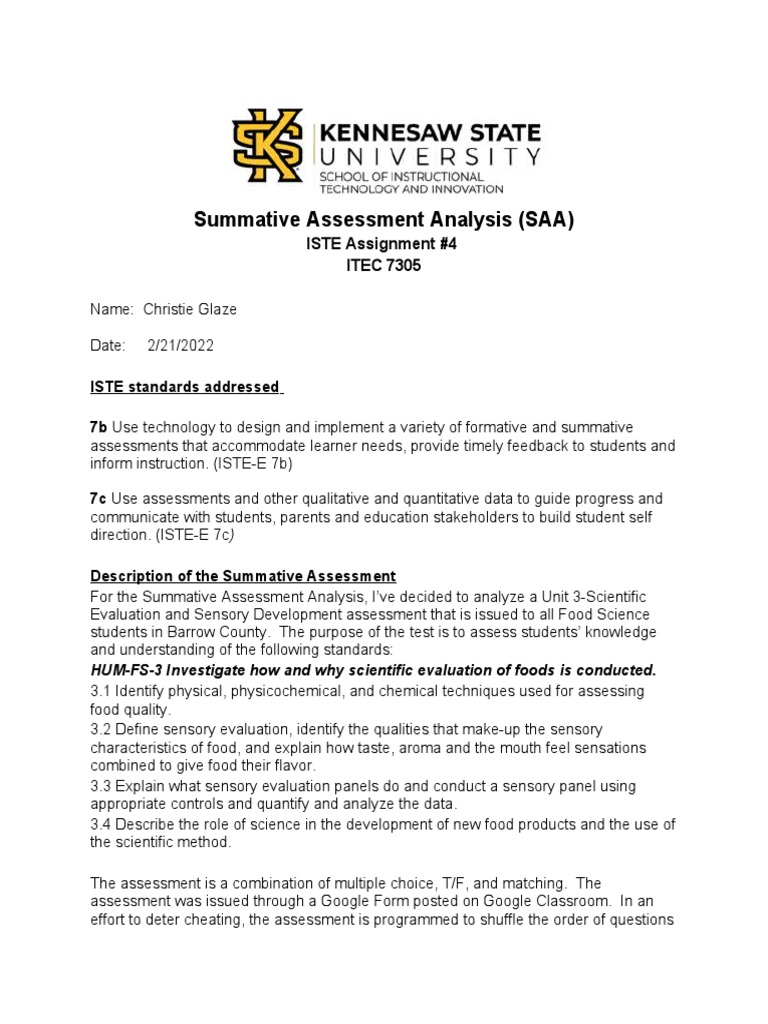 Glaze Summative Assessment Analysis Template | PDF | Educational ...