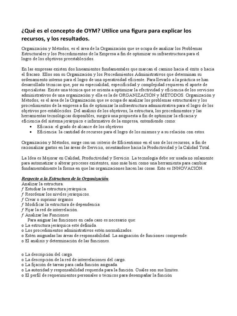 Qué Es El Concepto de OYM | PDF | Planificación | Gestión de recursos humanos