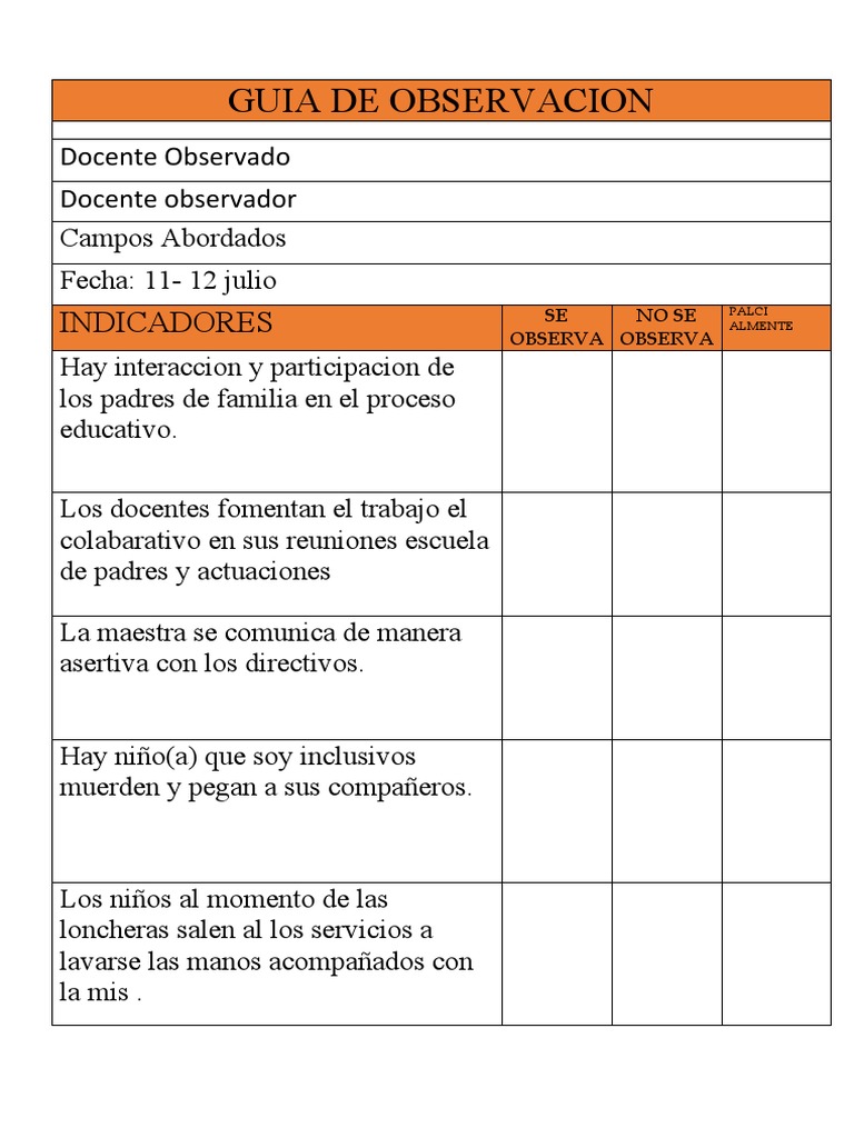 Guia de Observacion | PDF