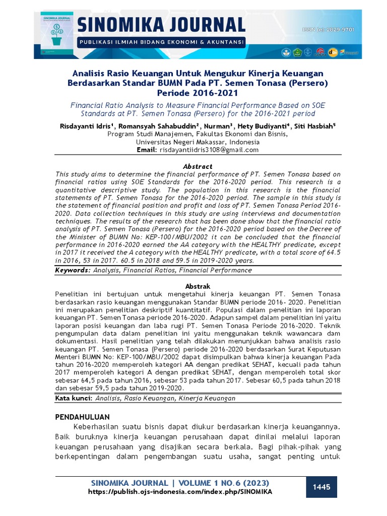 Jurnal Rasio Keuangan PT Semen Kep-100 | PDF