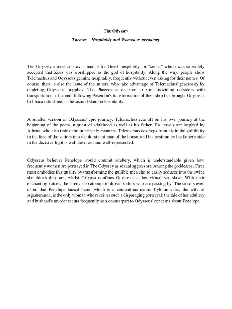 The Odyssey Themes - Hospitality and Women As Predatory | PDF