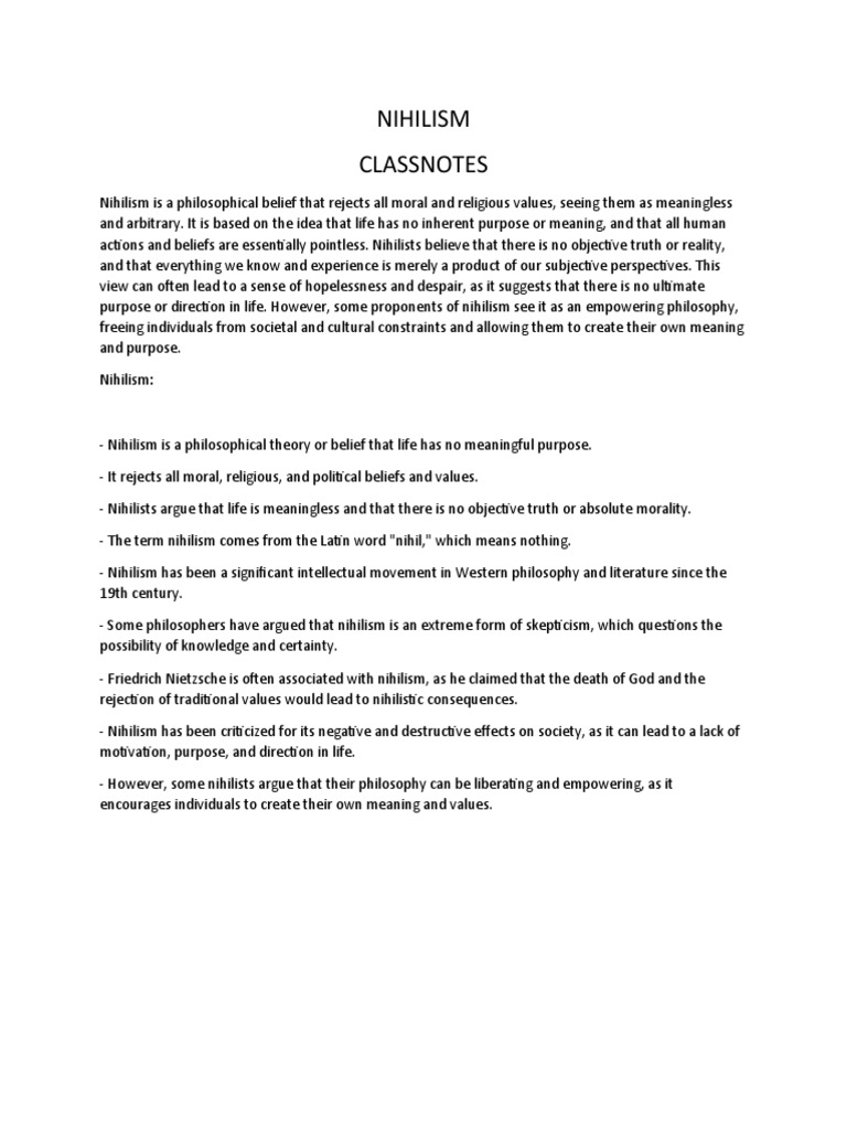 Nihilism: Philosophy and Impact | PDF