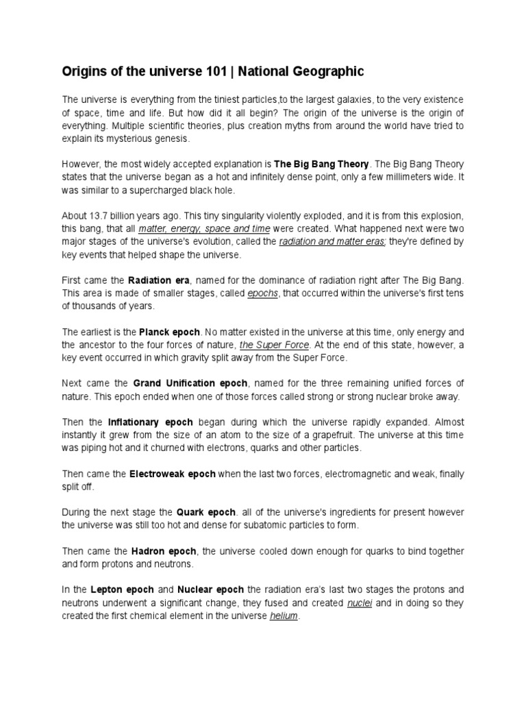 Origin of The Universe 101 - National Geographic | PDF | Universe | Big Bang