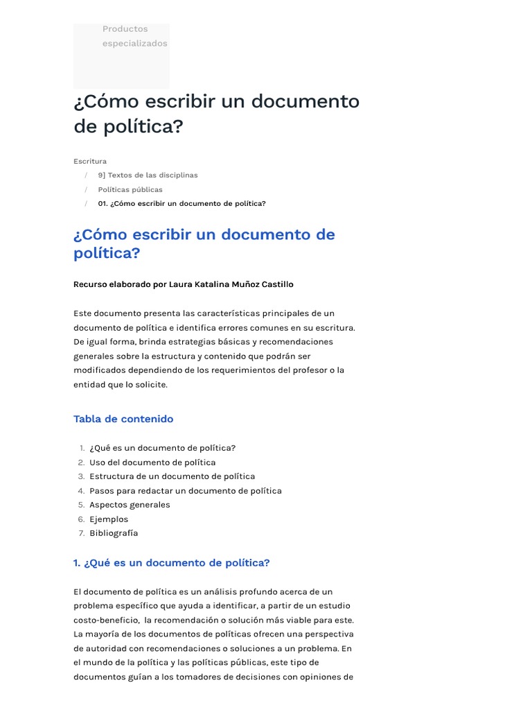 Cómo Escribir Un Documento de Política | PDF | Evaluación | Argumento