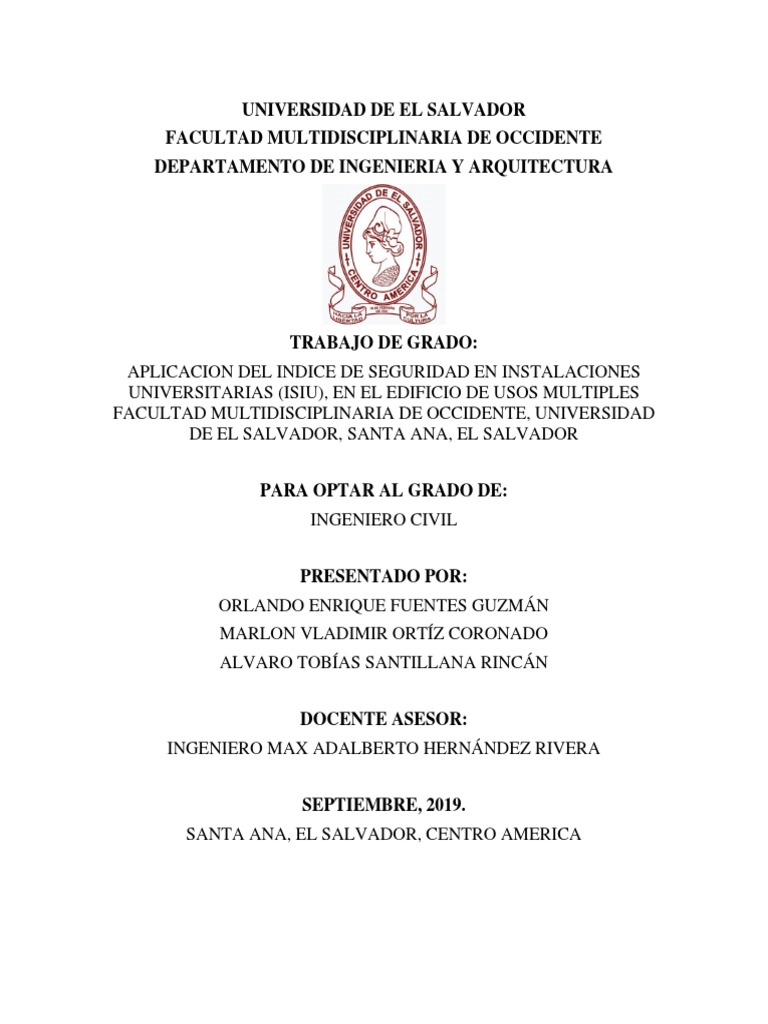 Tesis ISIU Edificio Usos Mutiples 2019 Orlando Fuentes, Marlon Ortiz ...