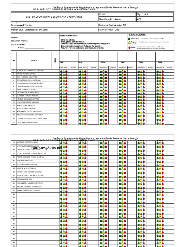 Modelo de DDS e Lista de Presença | PDF