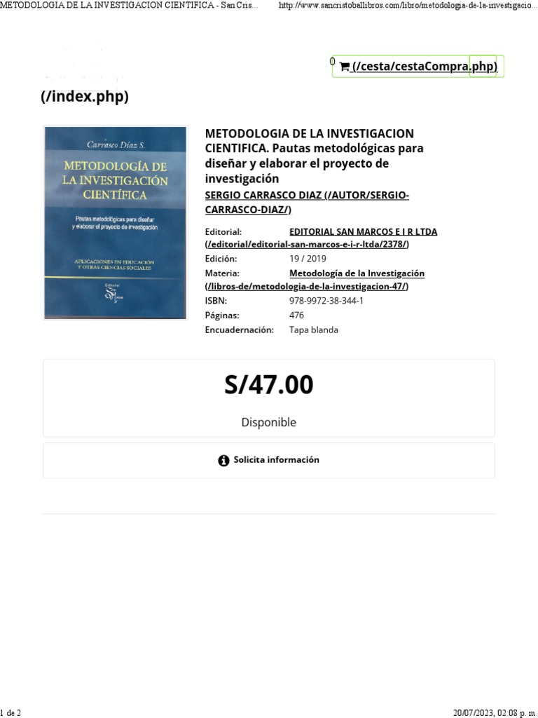 Metodologia De La Investigacion Cientifica San Cristobal Libros Sac