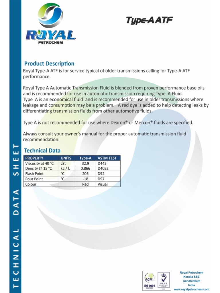 TDS - ATF Type-A | PDF