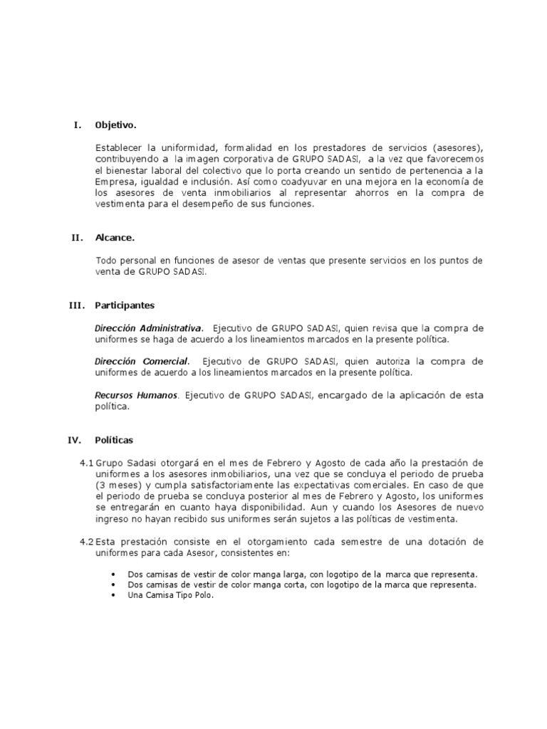 Política de Asignación y Uso de Uniformes e Imagen | PDF | Ropa | Cuerpo humano