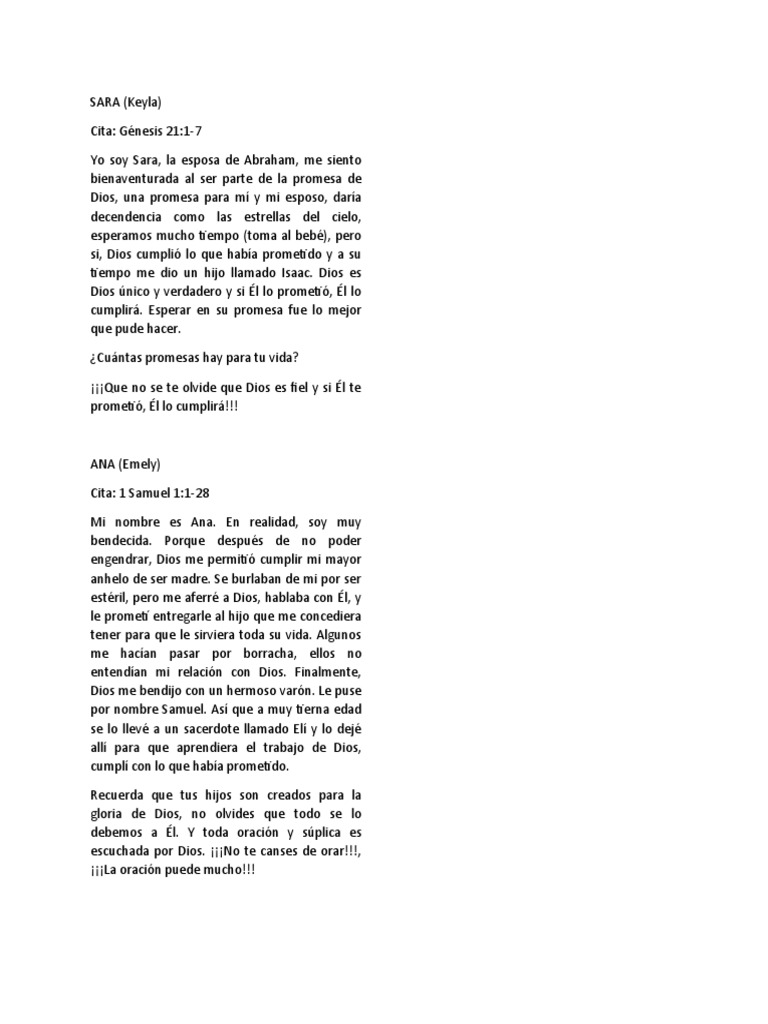 Mi Nombre Es Sara | PDF | Noemí (figura bíblica) | Sarah