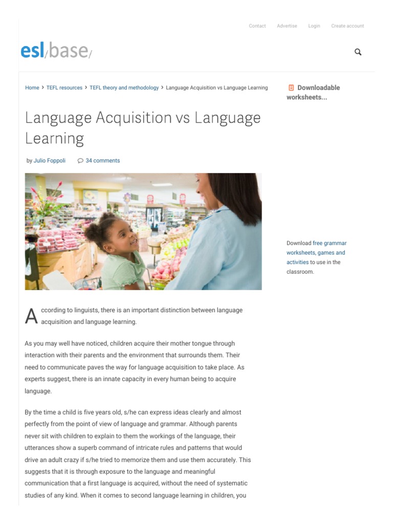 Language Acquisition Vs Language Learning | PDF | Language Acquisition | Second Language