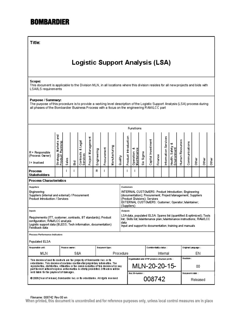 Logistic Support Analysis (LSA) : Title | Download Free PDF | Supply ...